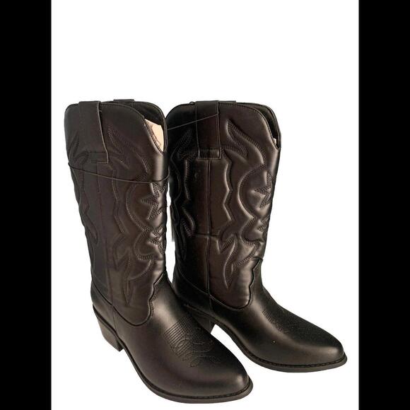 Charlotte Russe | Shoes | Nwt Black Western Cowboy Boots Womens 8 Faux ...